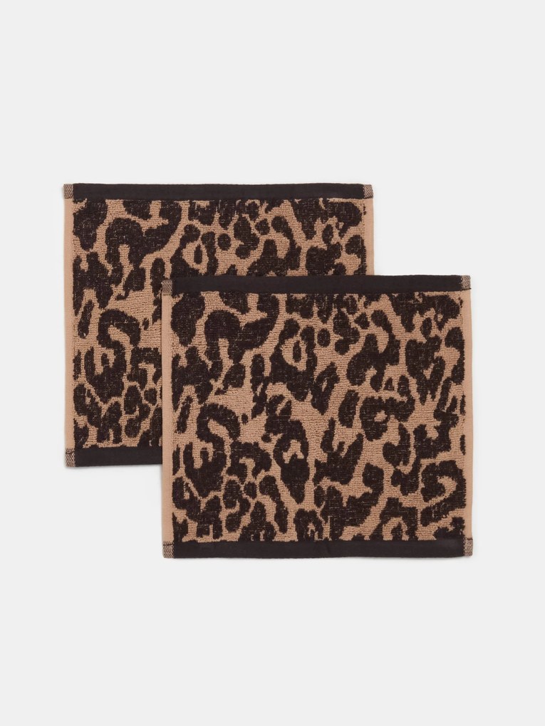 Sinsay - Bavlněné ručníky s leopardím vzorem 2 pack - hnědá