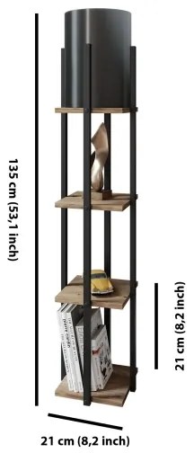 Stojací lampa s poličkami NORA 1xE27/40W/230V černá/hnědá