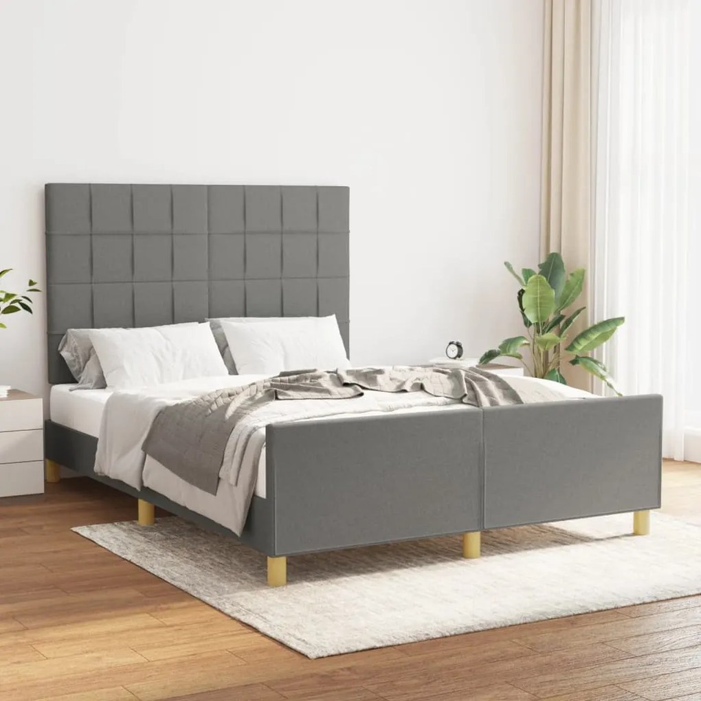 Postel bez matrace tmavě šedá 140 x 200 cm textil 3125058