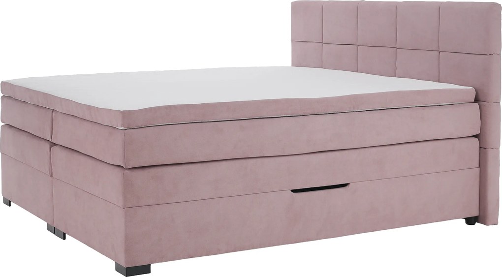 Boxspringová pocketová postel, 200x200, růžová, APRIL