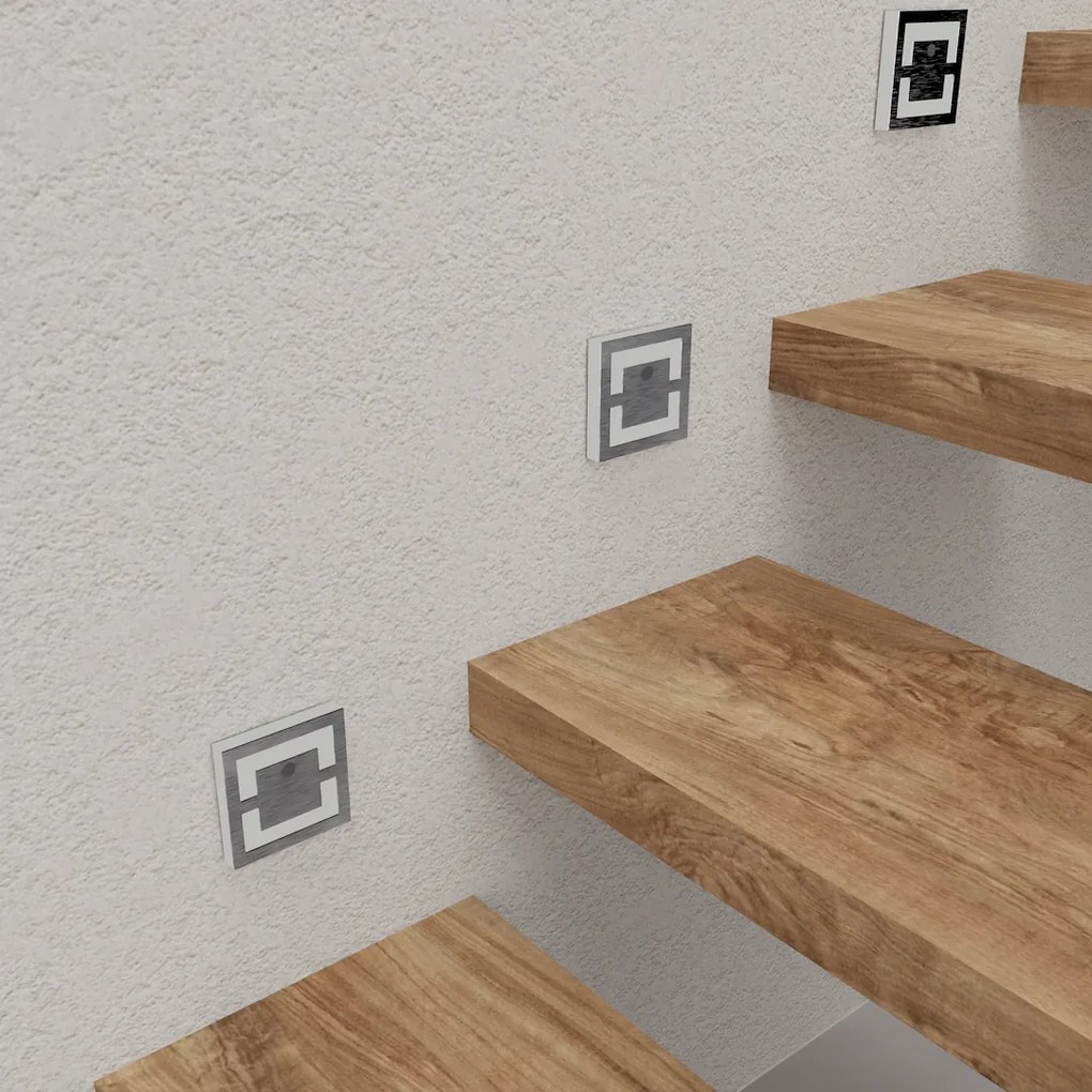 Schodišťové LED svítidlo Quadro, 1x LED 0,6w, 3000k, s, pohybový senzor