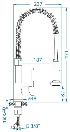 ALVEUS 1150887 - Dřezová baterie s flexibilním ramínkem se sprškou URBAN 47,1 cm