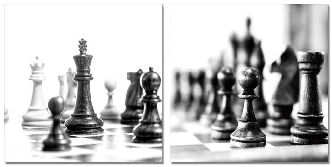 Obraz na zeď - Šachy - černobílý svět, (240 x 120 cm)