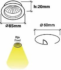 BPM 4205LED2.D40.3K Vestavné svítidlo Aluminio Blanco bílá 7W LED, 40°, 3000K, 230V IP65 - BPM