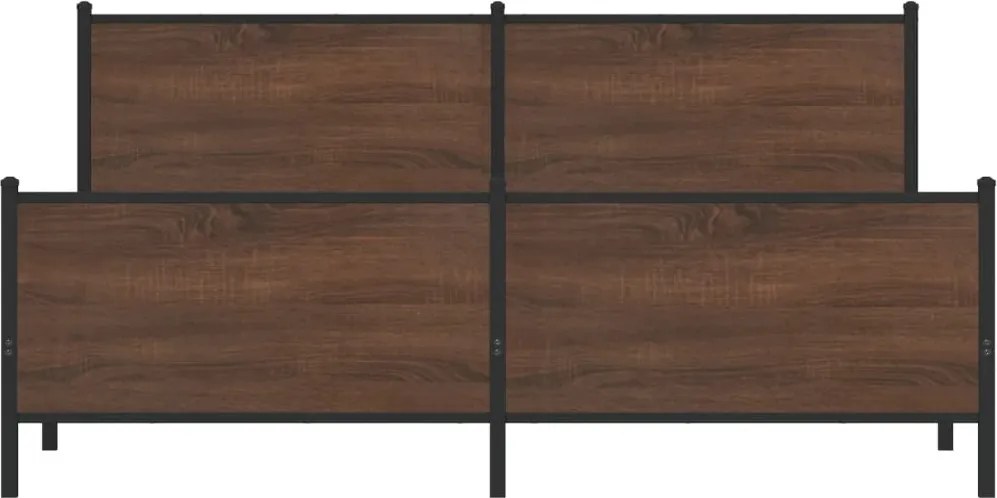 Kovový rám postele bez matrace hnědý dub 200 x 200 cm 3301376