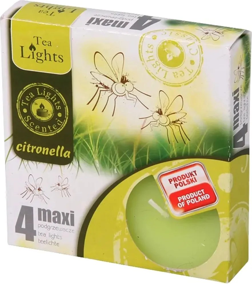NOHEL GARDEN Citronella Svíčka čajová vonná Maxi 4 ks