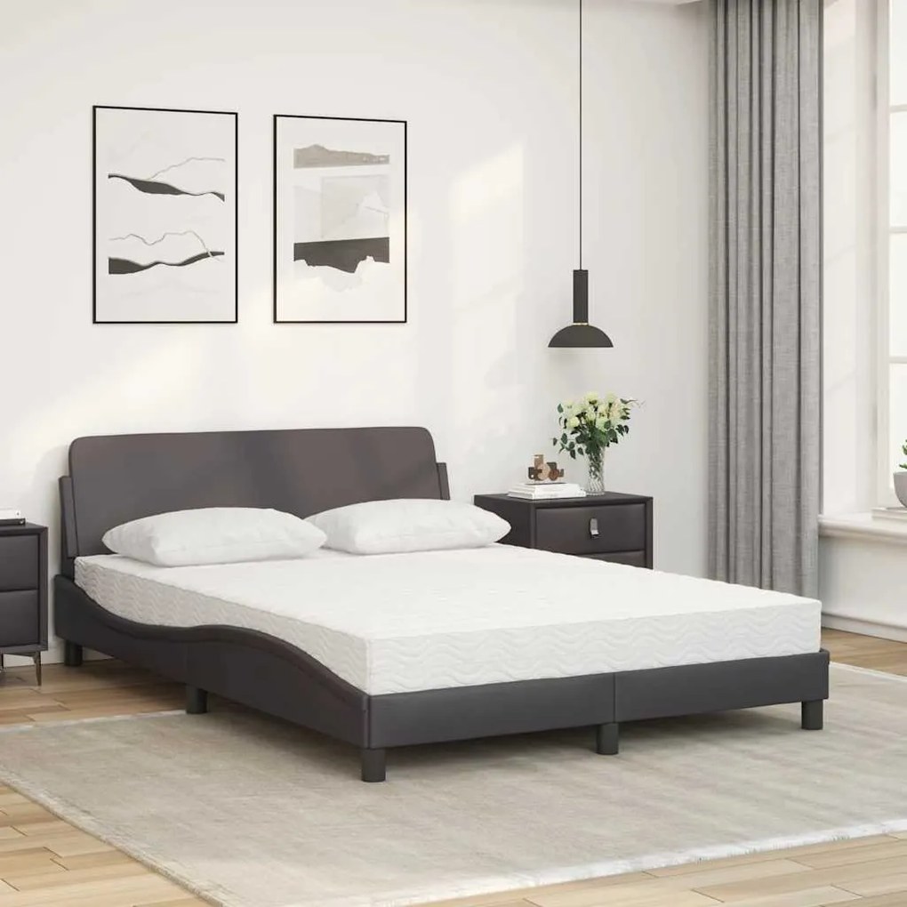 Postel s matrací Dover šedá 140 x 190 cm umělá kůže 3208400