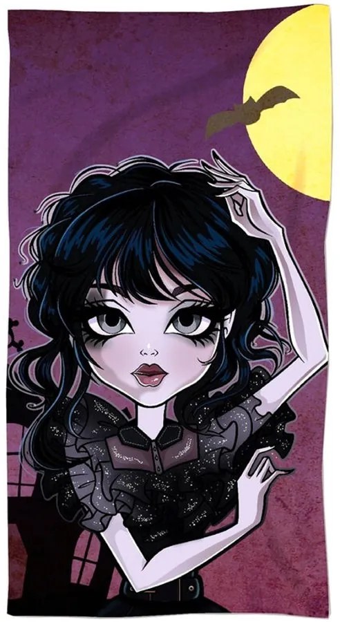 Bavlněná plážová osuška Wednesday Addams - 100% bavlna - 70 x 140 cm