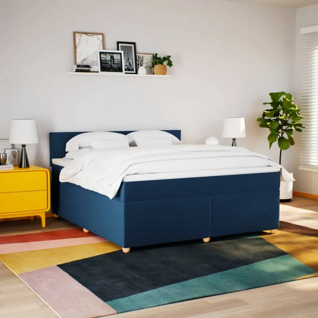 Box spring postel s matrací modrá 180x200 cm textil 3286765