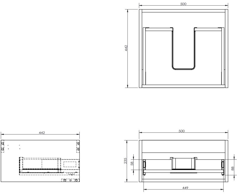 Mexen Rivel, koupelnová skříňka 50 cm, 1 zásuvka, drážkovaná, ořech, 91A20-05023-1-BF86