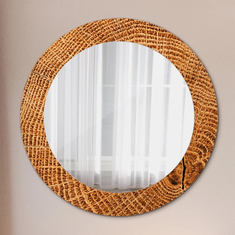 Kulaté dekorativní zrcadlo Dubové dřevo fi 60 cm