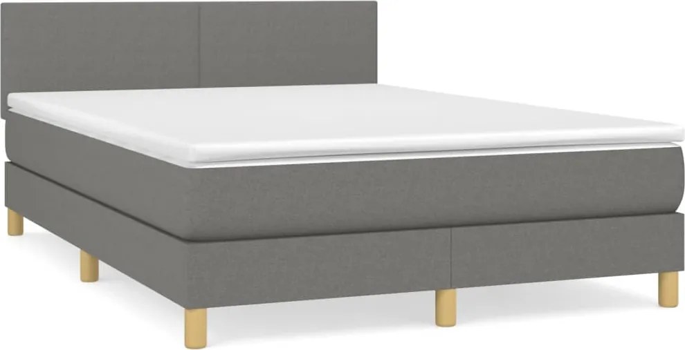 Box spring postel s matrací tmavě šedá 140x200 cm textil 3140458