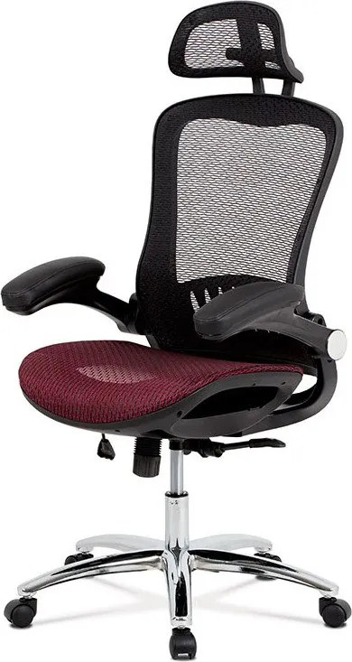 Autronic Kancelářská židle, synchronní mech., červená MESH, kovový kříž KA-A185 RED