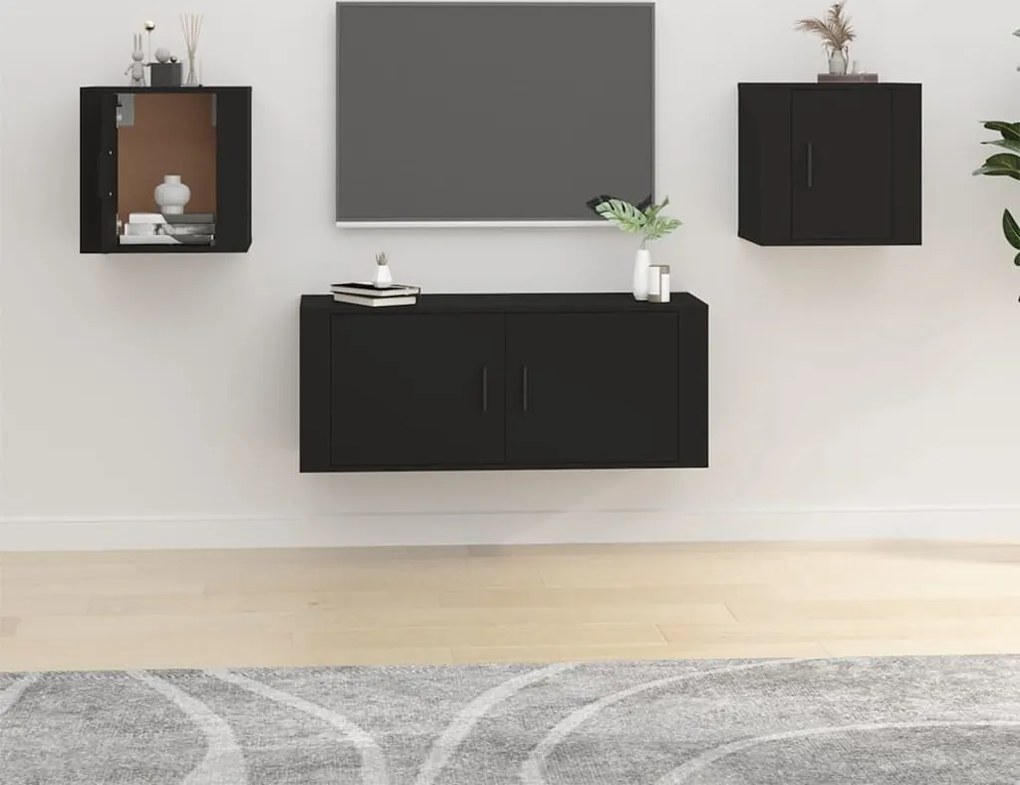 vidaXL Nástěnné TV skříňky 2 ks 40 x 34,5 x 40 cm [816643] Barva: Černá
