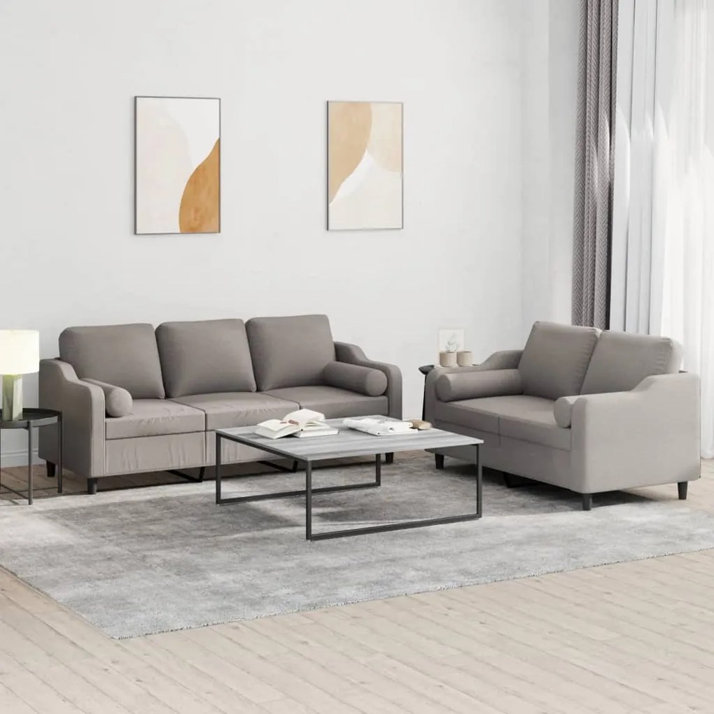 2dílná sedací souprava s polštáři taupe textil 3201857