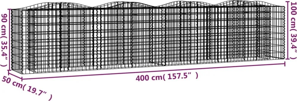 Klenutý gabion vyvýšený záhon 400x50x100 cm pozinkované železo 153547