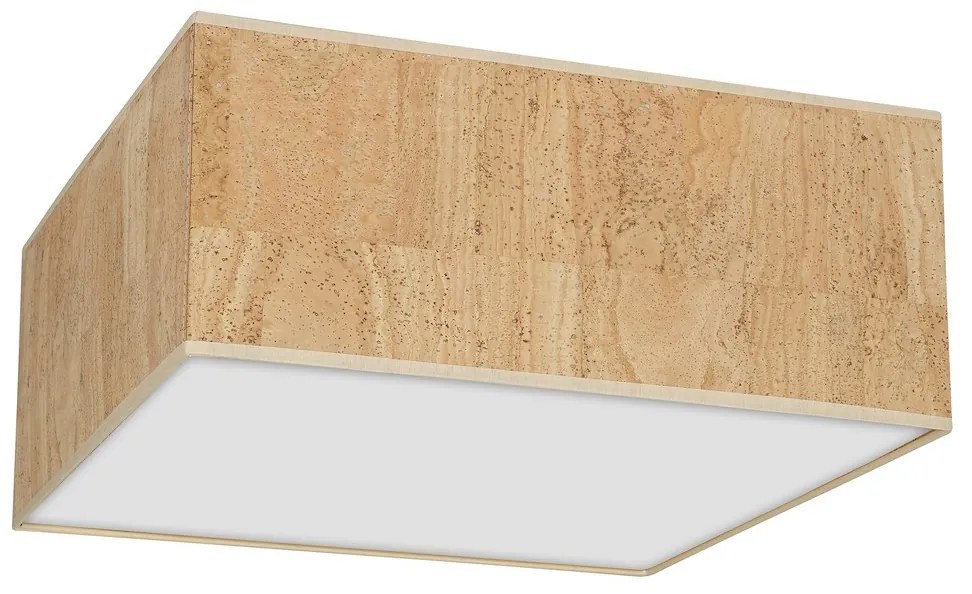 Stropní svítidlo Cork Square, 1x korkové stínítko, (bílé plexisklo), (50cm)