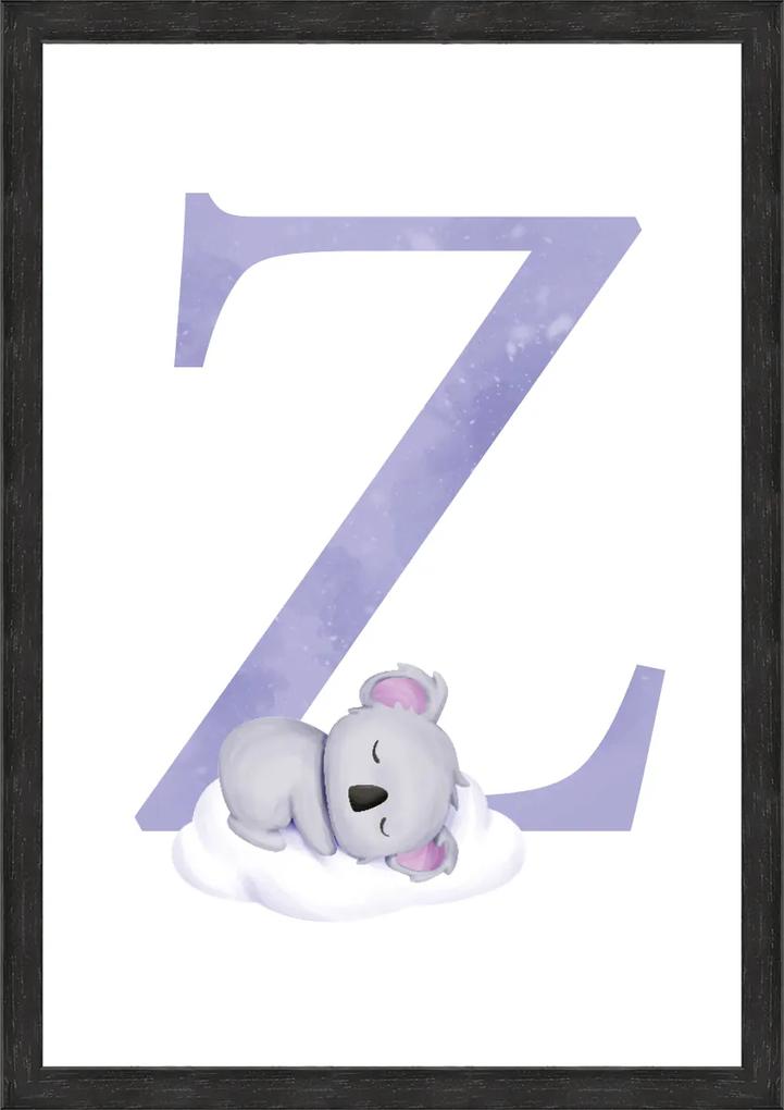 Abeceda písmena s koalou - Obraz, Plakát Velikost: B2 - 50x70 cm, Volba rámu: s bílým rámem, Písmeno: H