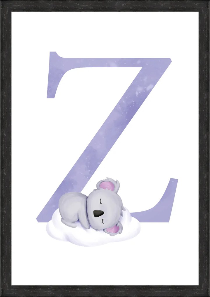 Abeceda písmena s koalou - Obraz, Plakát Velikost: B2 - 50x70 cm, Volba rámu: s bílým rámem, Písmeno: V