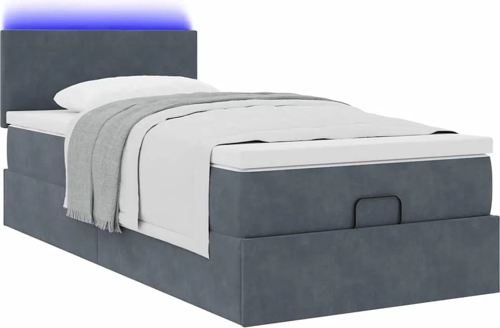 Osmanský rám postele s matrací tmavě šedá 80x200cm samet 3312513