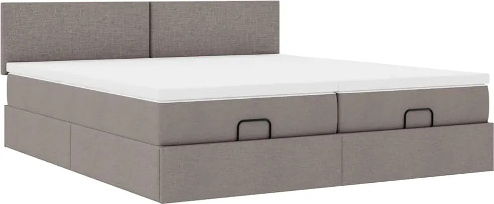 Osmanský rám postele s matrací taupe 180x200cm textil 3312826