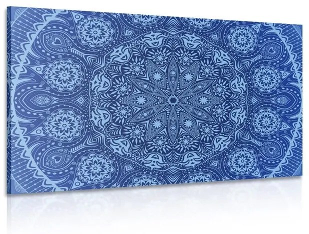 Obraz okrasná Mandala s krajkou v modré barvě - 90x60 cm