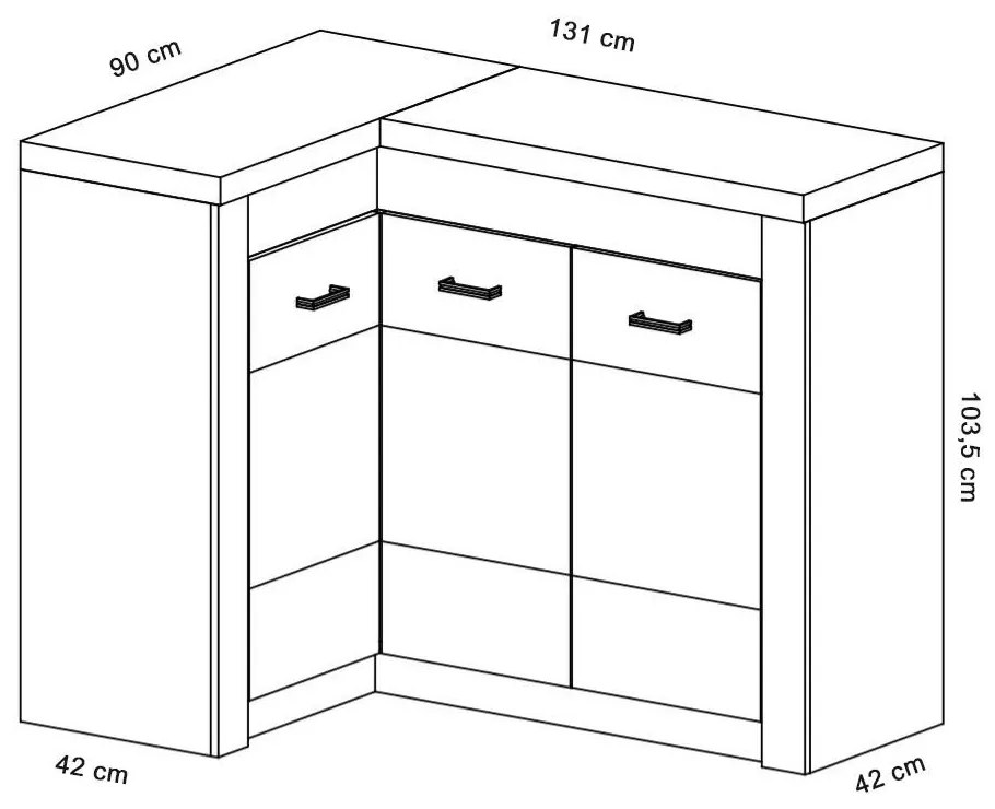 INDIANAPOLIS k | komoda rohová I-15 | LEVÁ | kraft bílý