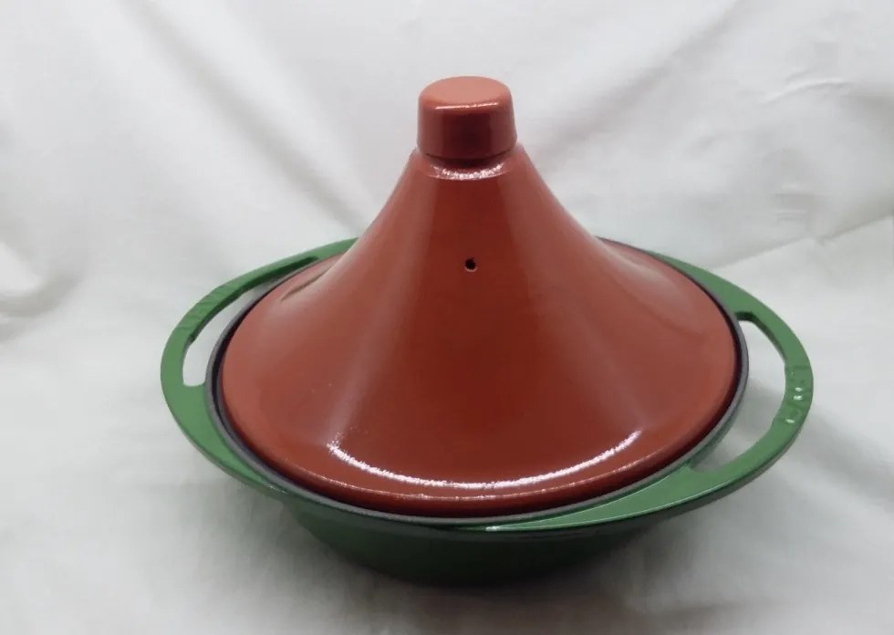 LAVA Metal Litinový hrnec tajine 27cm, s keramickou pokličkou - zelený