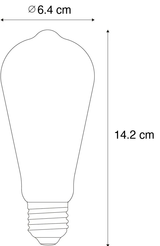 Sada 5 LED žárovek E27 Filament ST64 čirá 4W 470 lm 2700K
