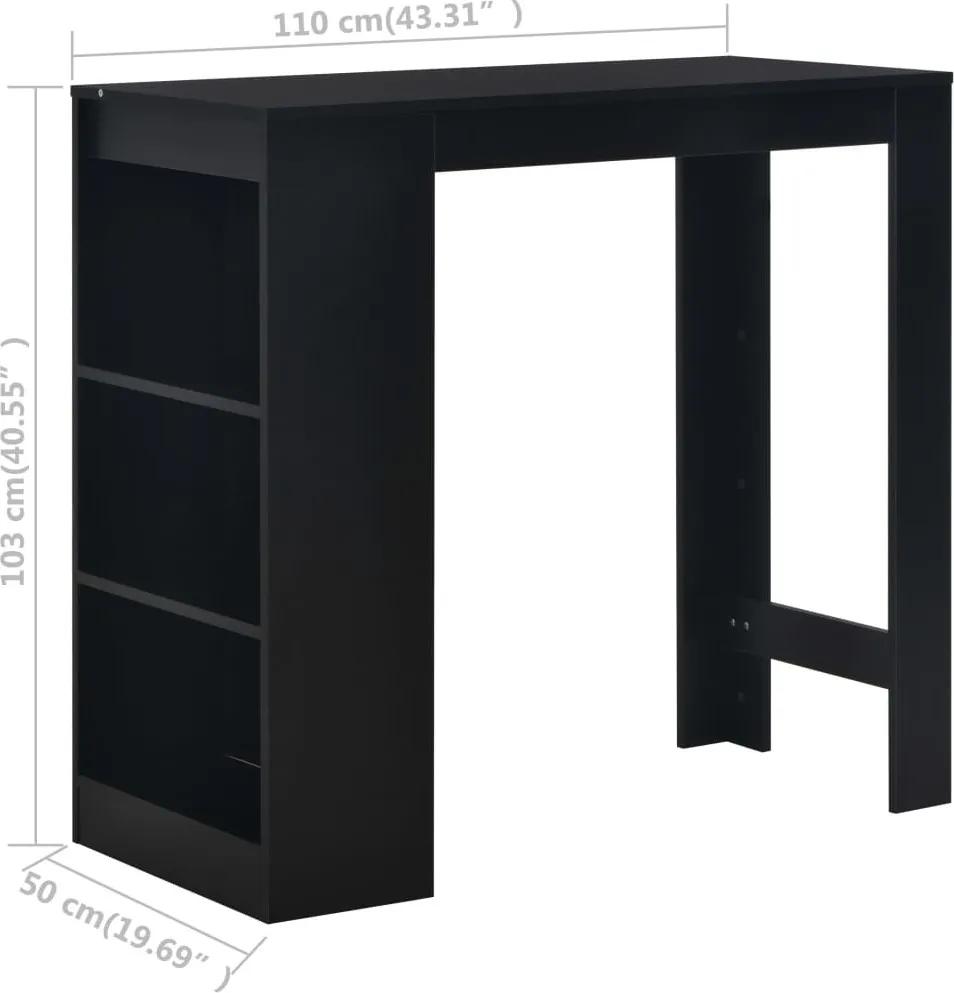 vidaXL Barový stůl s regálem 110 x 50 x 103 cm [280212] Barva: Bílá