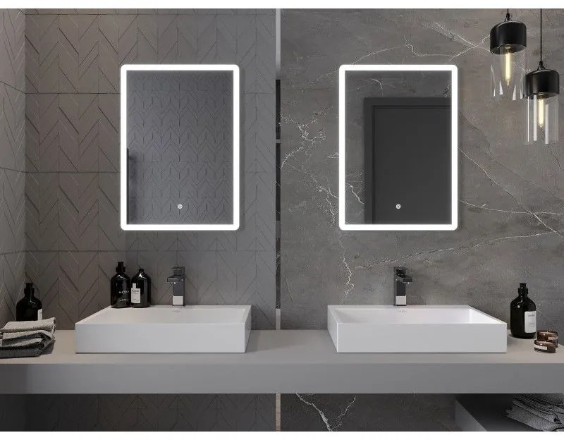 Mexen Navia, LED koupelnové zrcadlo s podsvícením 50 x 70 cm, 6000K, ochrana proti zamlžování, 9803-050-070-611-00