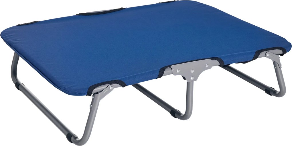 Skládací psí postel PawHut pro malé psy, vhodná do interiéru i exteriéru, vyvýšený psí pelech, ocel a Oxford látka, 71x58x20 cm, modrá | Aosom