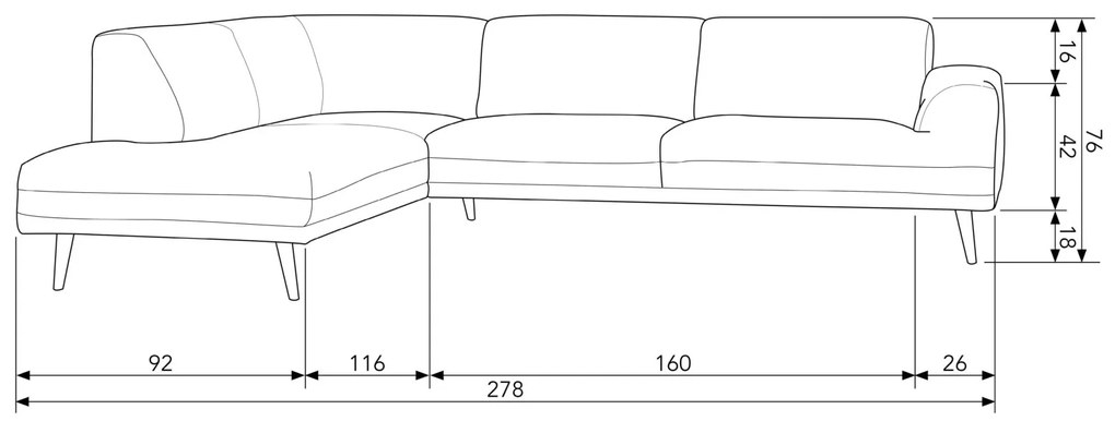Rohová třímístná pohovka brush 278 x 210 cm velvet levá šedá MUZZA