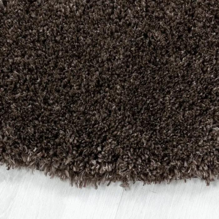 Vopi | Kusový koberec Fluffy shaggy 3500 brown - Kruh průměr 120 cm