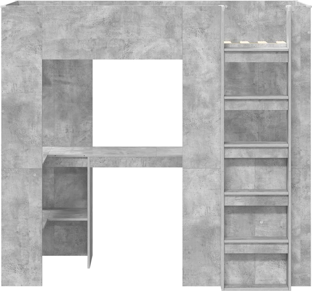 Rám patrové postele se stolem Betonově šedá 75 x 190 cm 3410430