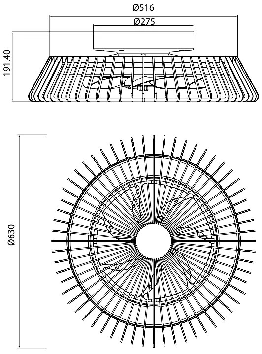 Mantra Himalaya, stropní svítidlo s ventilátorem a dálkovým ovladačem, LED 70W 2700K-5000K, černá, průměr 63cm