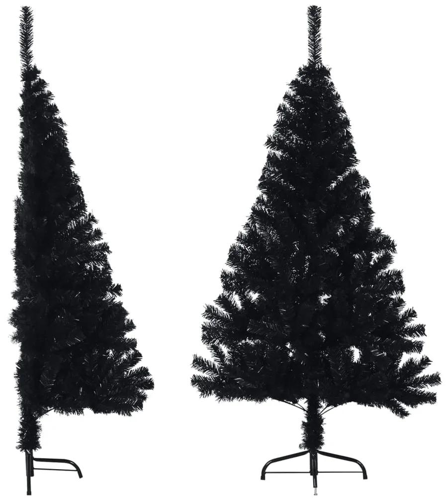 344676 vidaXL Umělý poloviční vánoční stromek se stojanem černý 150 cm PVC