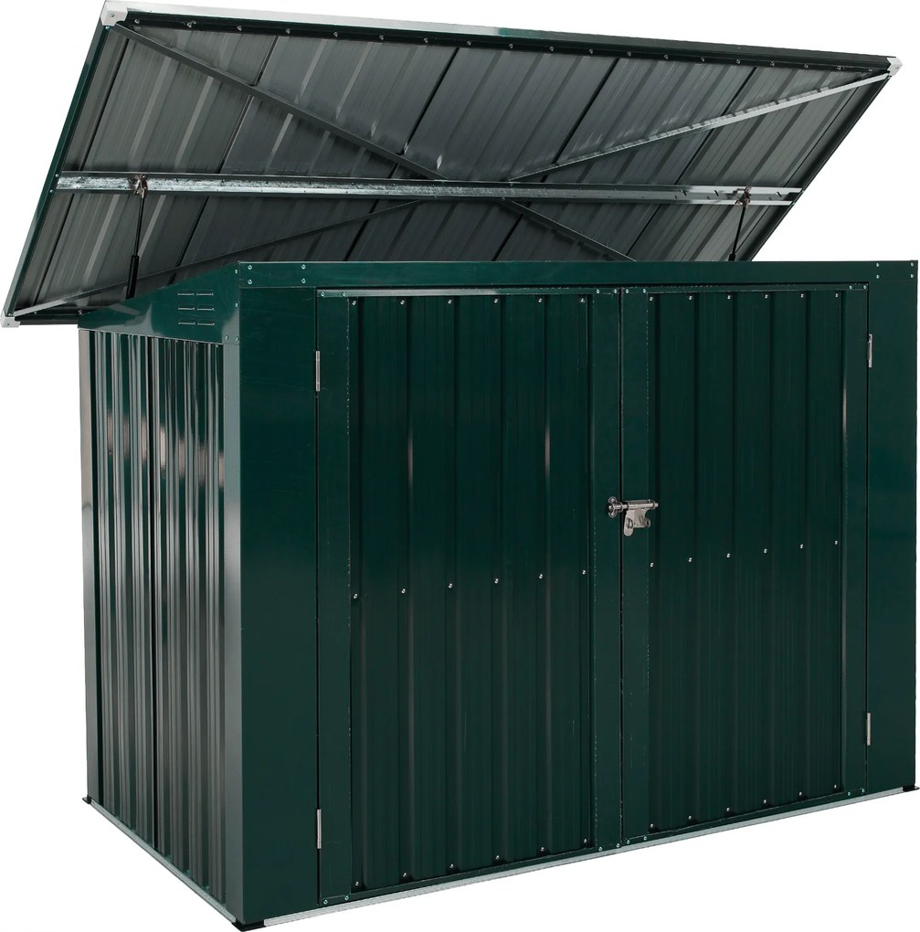 Ocelový box na dva odpadkové koše, zelená, RUBIS