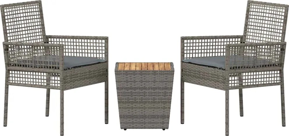 Zahradní bistro set 3 ks Šedá polyratan 3334961