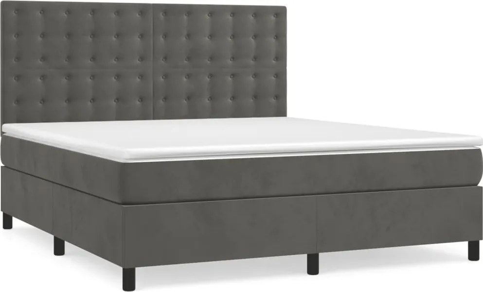 Box spring postel s matrací tmavě šedá 180x200 cm samet 3143278