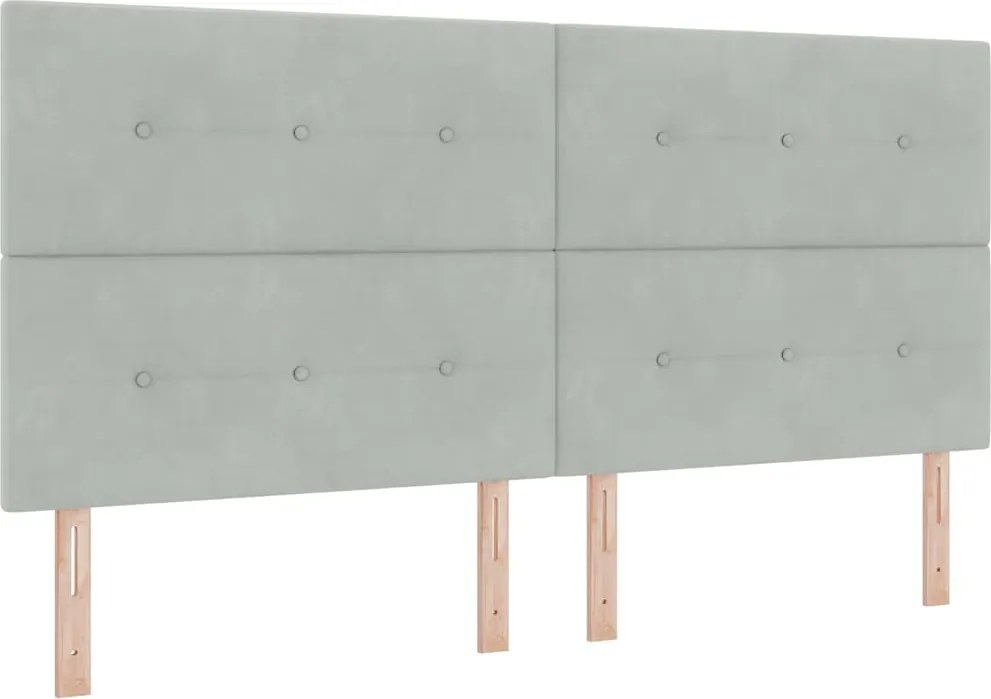 Postel s boxspringem s čelo Světle šedá 200 x 200 cm samet 3344963