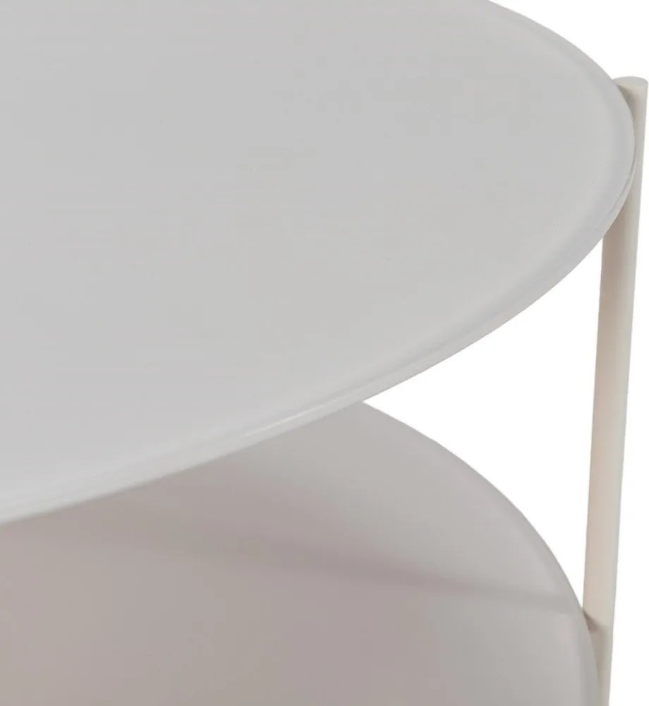 Krémový kulatý konferenční stolek se skleněnou deskou ø 83 cm Davi – MOME