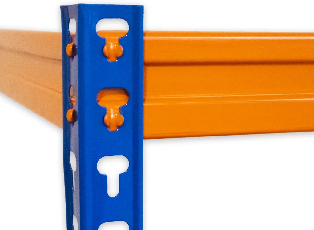 Fistar Regál 1800x1200x600 mm PROFESIONÁLNÍ, lakovaný 4-policový, nosnost 1600 kg - MODRO-ORANŽOVÝ