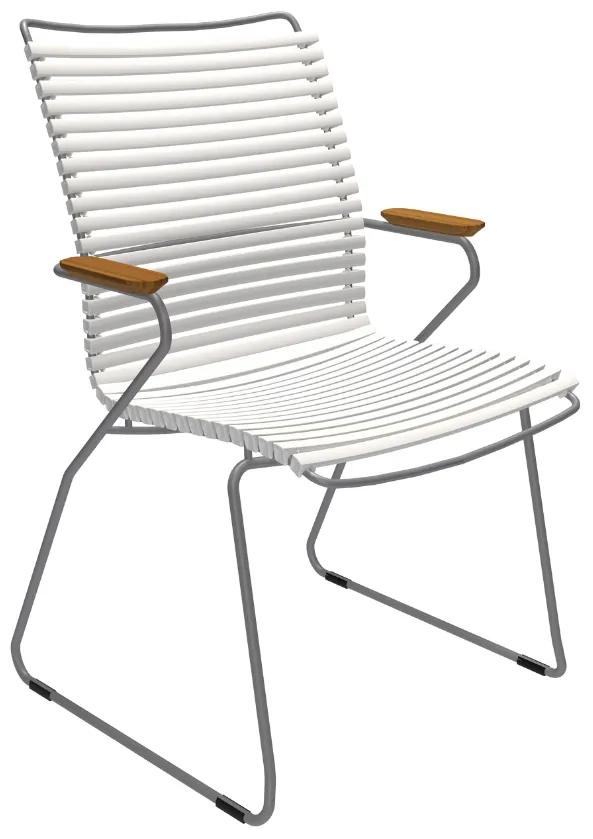 OnaDnes -20% Bílá plastová zahradní židle HOUE Click II. s područkami