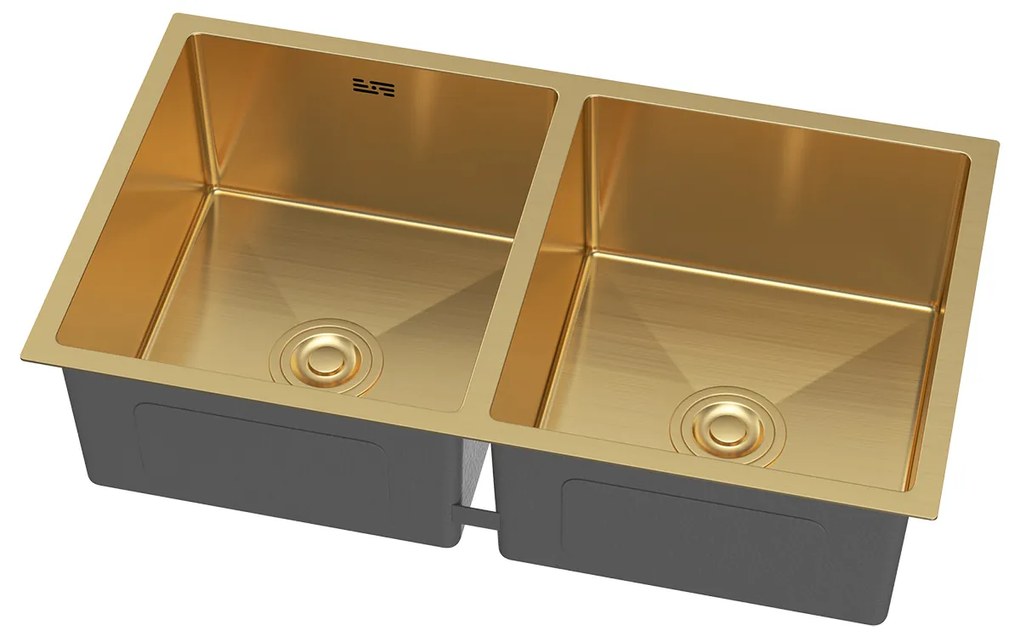 Erga HD, 2-komorový ocelový dřez 800x450x210 mm, zlatá, ERG-MLS-HD8045G