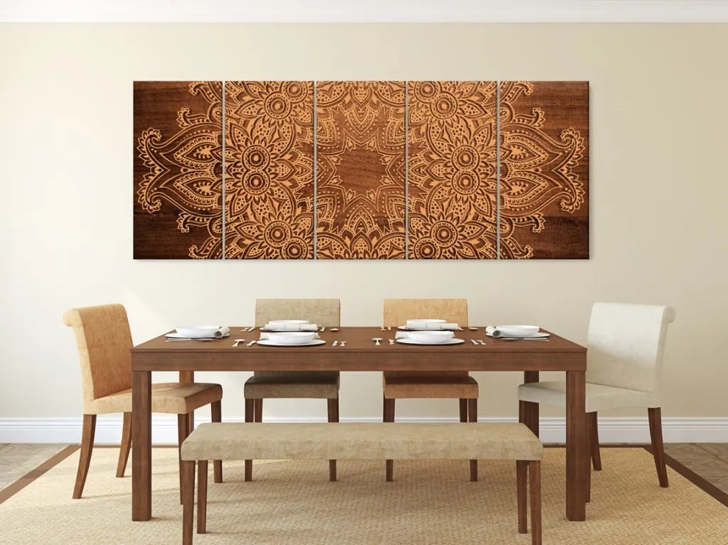 Vícedílný obraz mandala na dřevě Velikost (šířka x výška): 150x60 cm