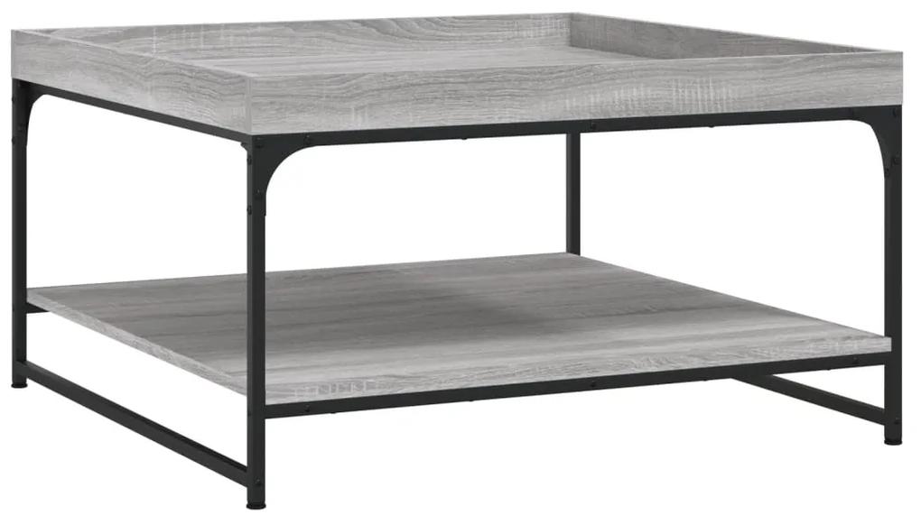 vidaXL Konferenční stolek šedý sonoma 80x80x45 cm kompozit a železo
