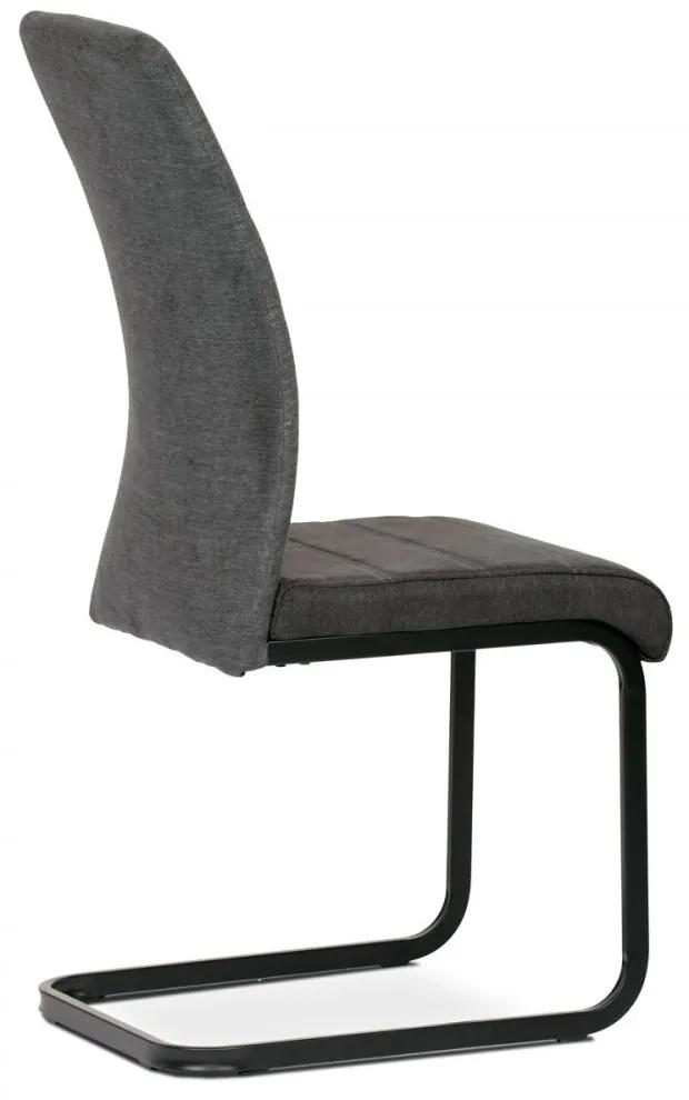 Židle jídelní, šedá látka, kovová pohupová podnož, černý kov DCL-414 GREY2