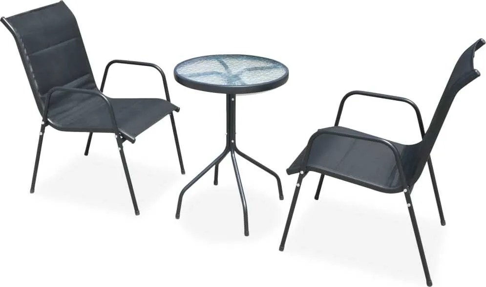 vidaXL 3dílný bistro set ocelový černý [43315]