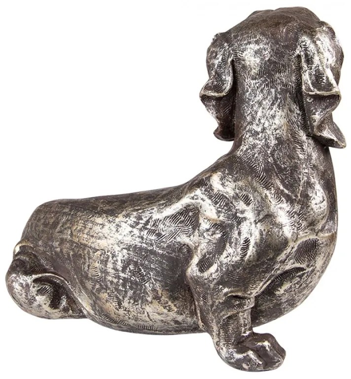 Stříbrná antik dekorace socha jezevčík – 27x15x23 cm